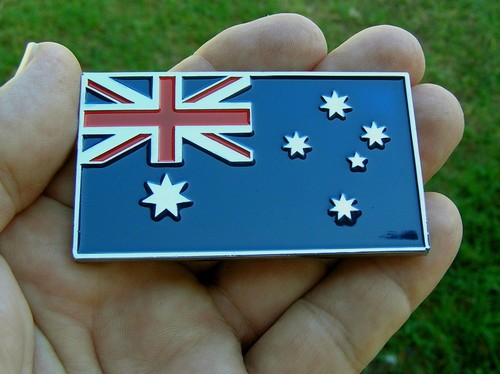 AUSTRALIAN FLAG METAL CAR BADGE Chrome Emblem * fit Holden * Aussie ...