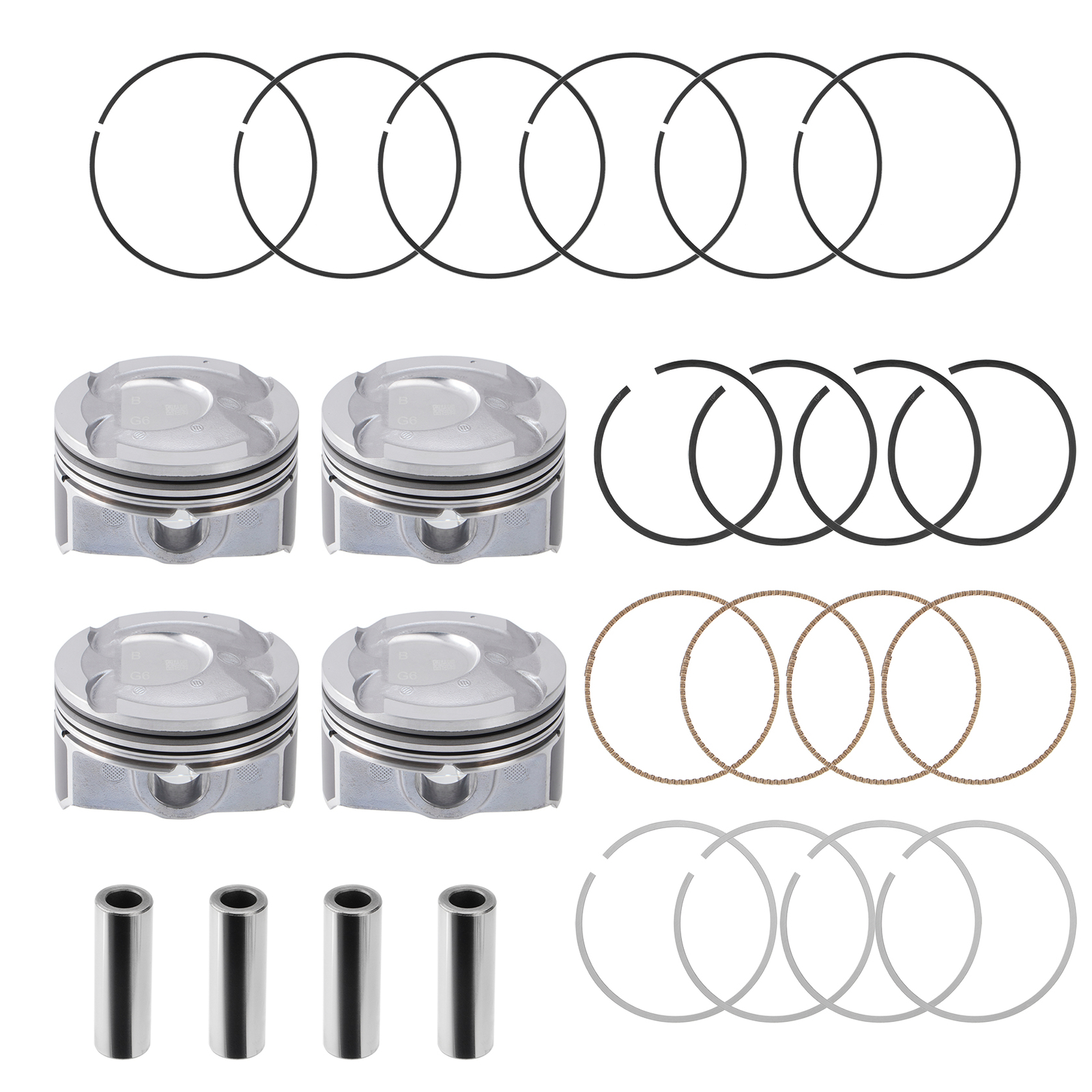 4PCS Piston & Snap Rings Kit for Hyundai Veloster Kia Accent Rio 2012 ...