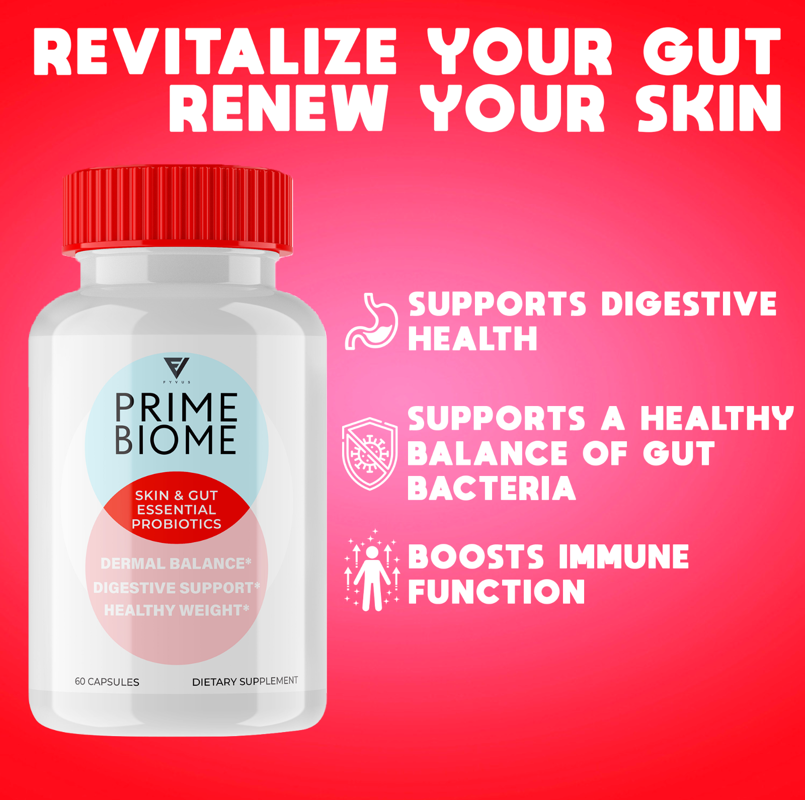 (2 Pack) Prime Biome Probiotic Supplement PrimeBiome Capsules (120 ...