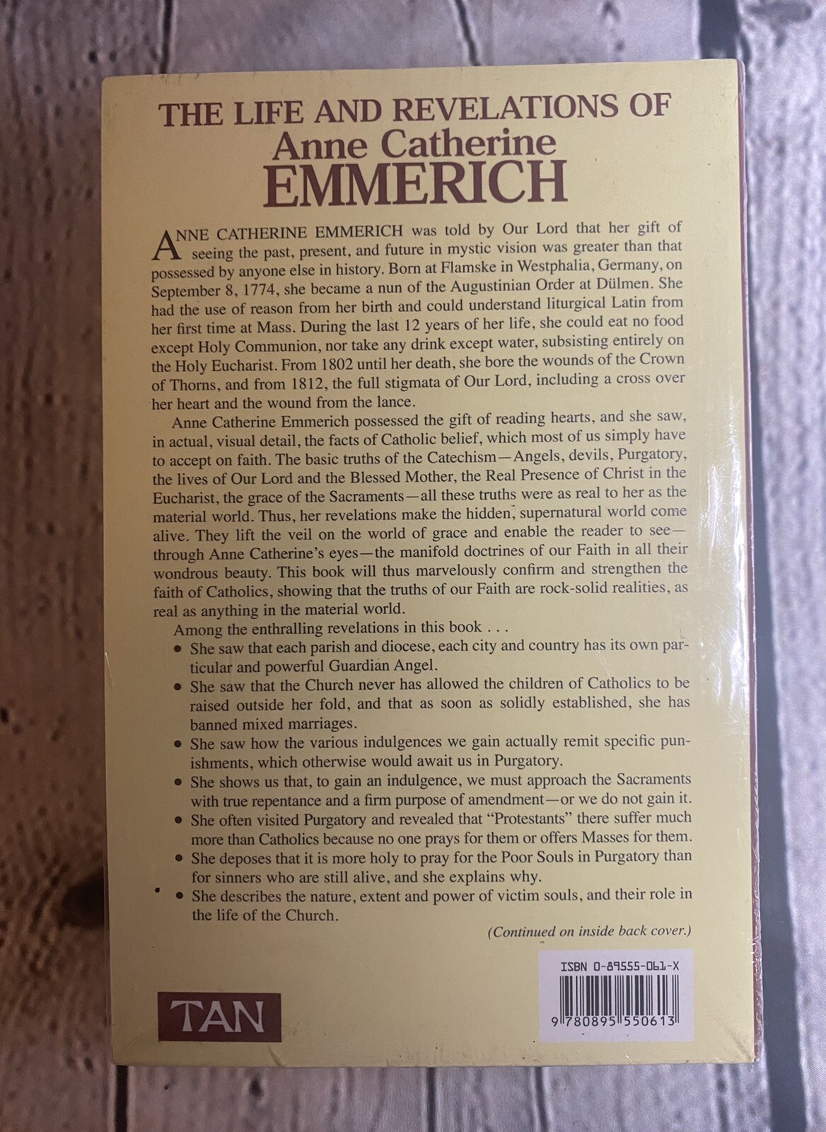 The Life and Revelations of Anne Catherine Emmerich by Carl E. Schmoger ...