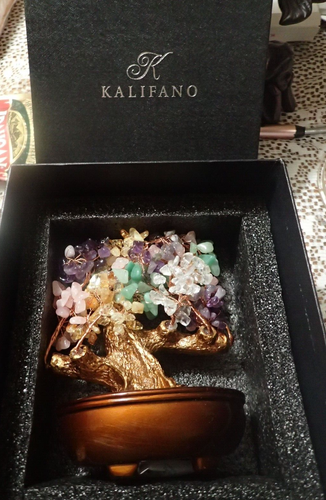 KALIFANO Gemstone Bonsai Tree of Life Sculpture - multi-Gemstone Tree ...