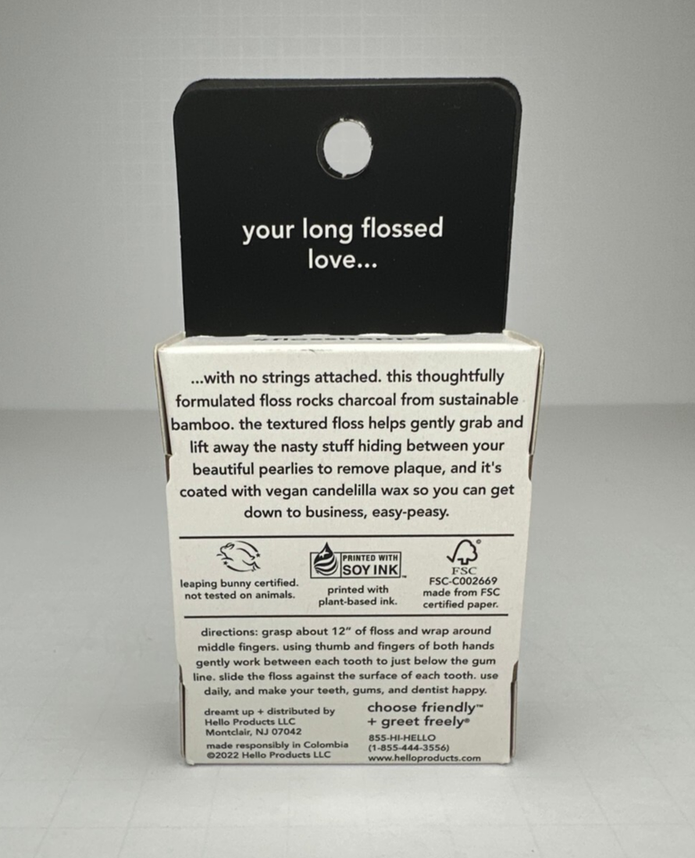 Hello Activated Charcoal Infused Dental Floss 54.6 yds- Pack of 3, NEW ...