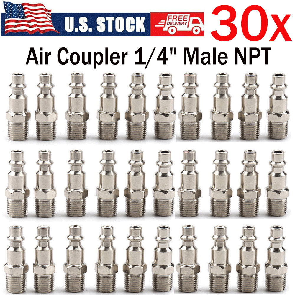 Quick Connect Air Coupler Kit 1/4" Male NPT Air Plugs Male Air Coupling ...
