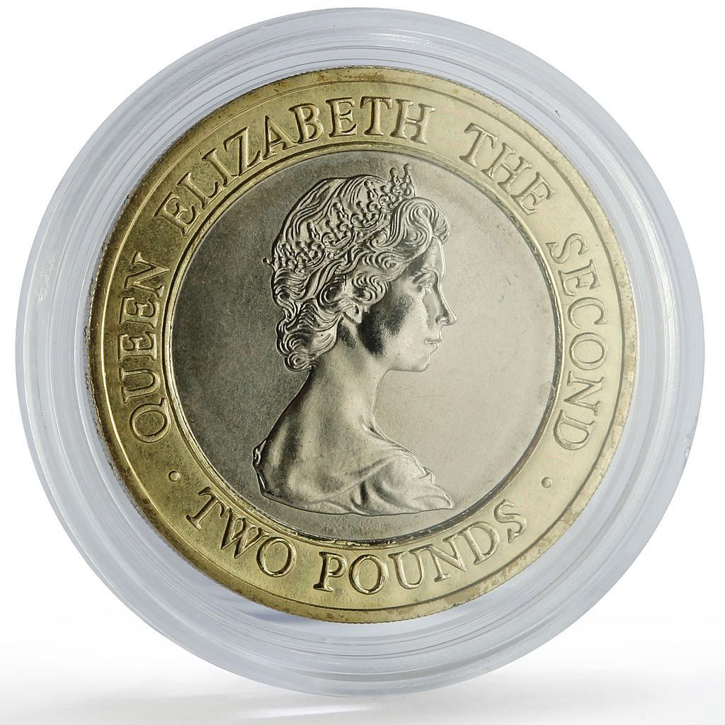 Jersey 2 pounds Queen Elizabeth 12 Parish Crests KM-99 bimetal coin ...