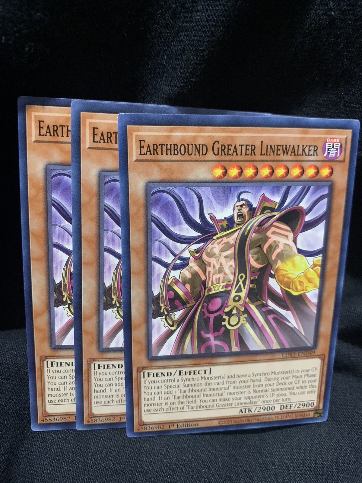 Yugioh! x3 Earthbound Greater Linewalker LDS3-EN049 Common 1st Ed 3x Yu ...