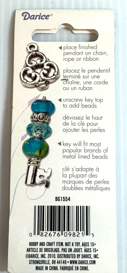 Darice Mix and Mingle Keys ~ Beadable Key for Necklaces, Keychains, Etc ...