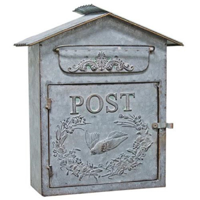 Vintage Look Galvanized METAL MAILBOX Embossed Shabby Chic Primitive ...