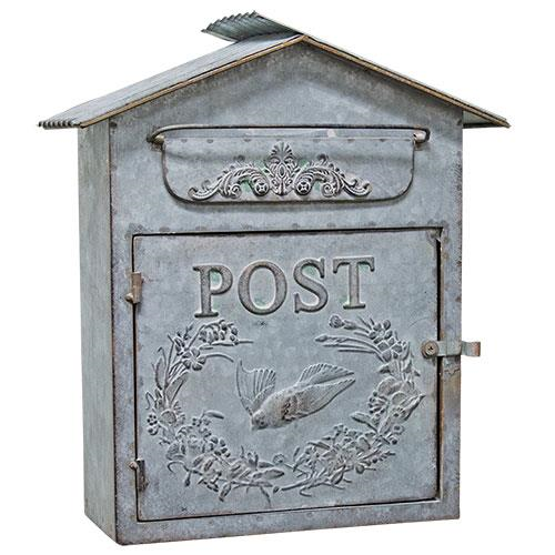 Vintage Look Galvanized METAL MAILBOX Embossed Shabby Chic Primitive ...