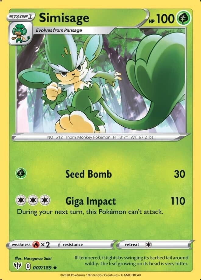 Pokémon TCG Simisage Next Destinies 7/99 Regular Rare NM | eBay