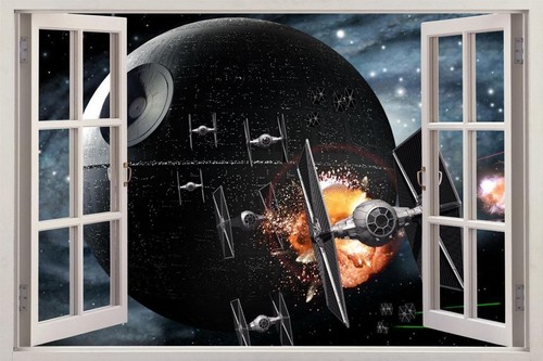 Star Wars DEATH STAR 3D Window View Decal WALL STICKER Home Decor Art ...