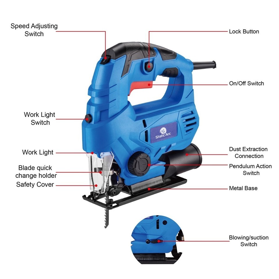 710W Electric Pendulum Jigsaw Variable Speed Orbital Cutting Wood Metal ...