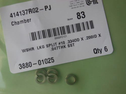 APPLIED MATERIALS 3880-01025 WASR LKG SPLIT #10 .3340D X .200ID X.047 ...