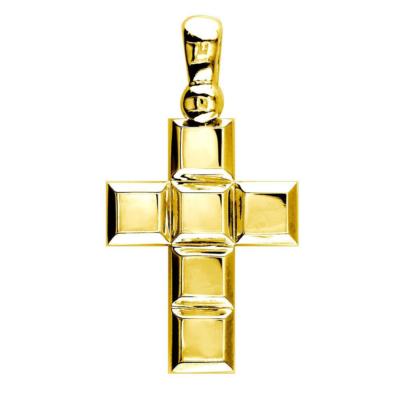 Large Beveled Squares Cross,18mm in 14K Yellow Gold | eBay