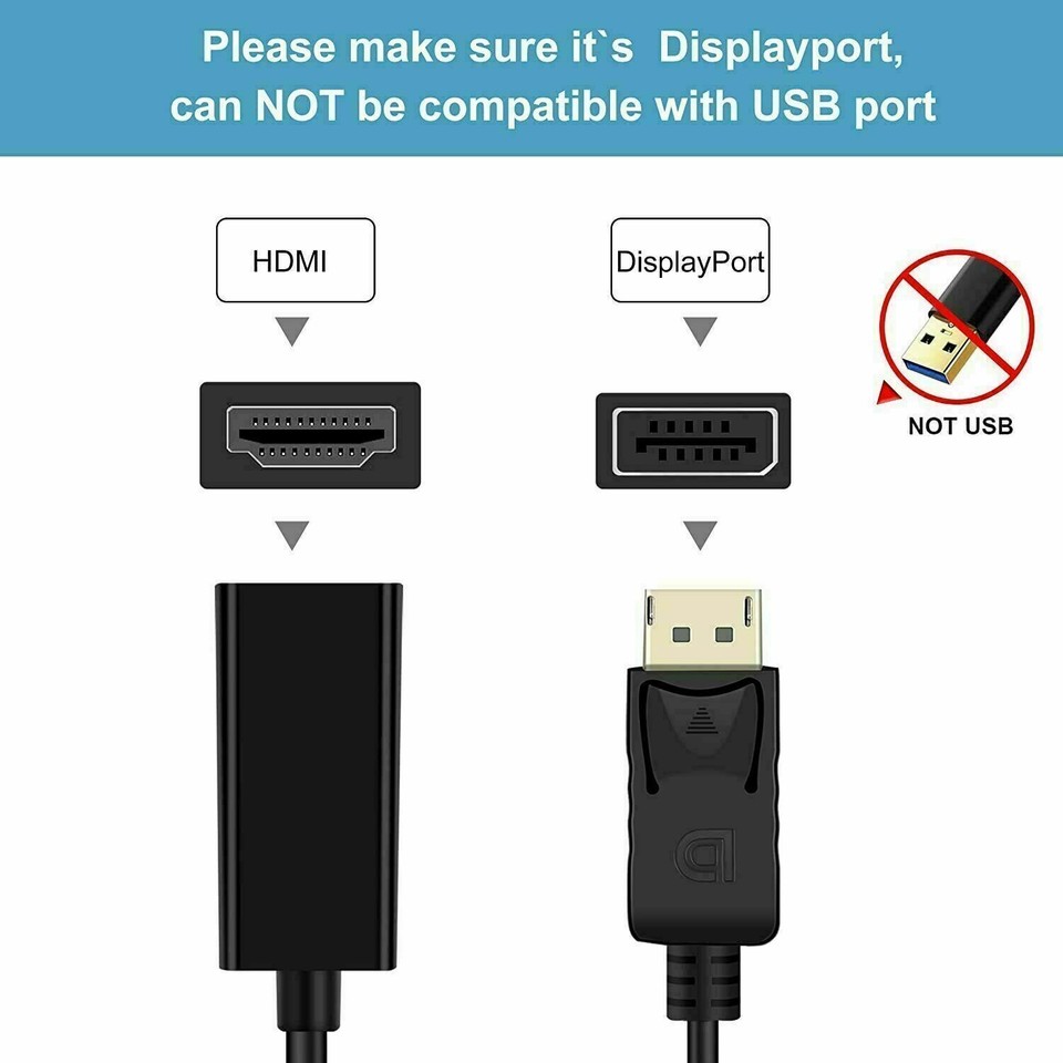 4K Display Port DP To HDMI Female Cable Adapter Converter Display Port ...