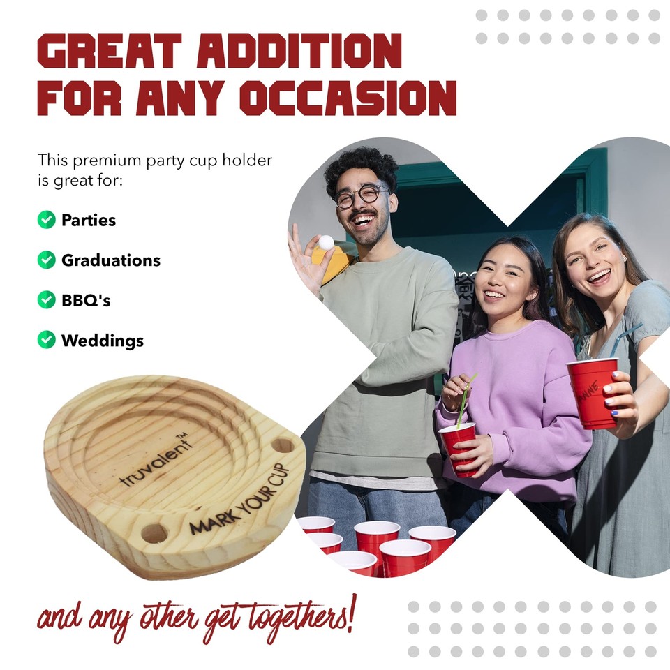 Party Cup Holder With Marker Slots For Any Occasion Made From Wood | eBay