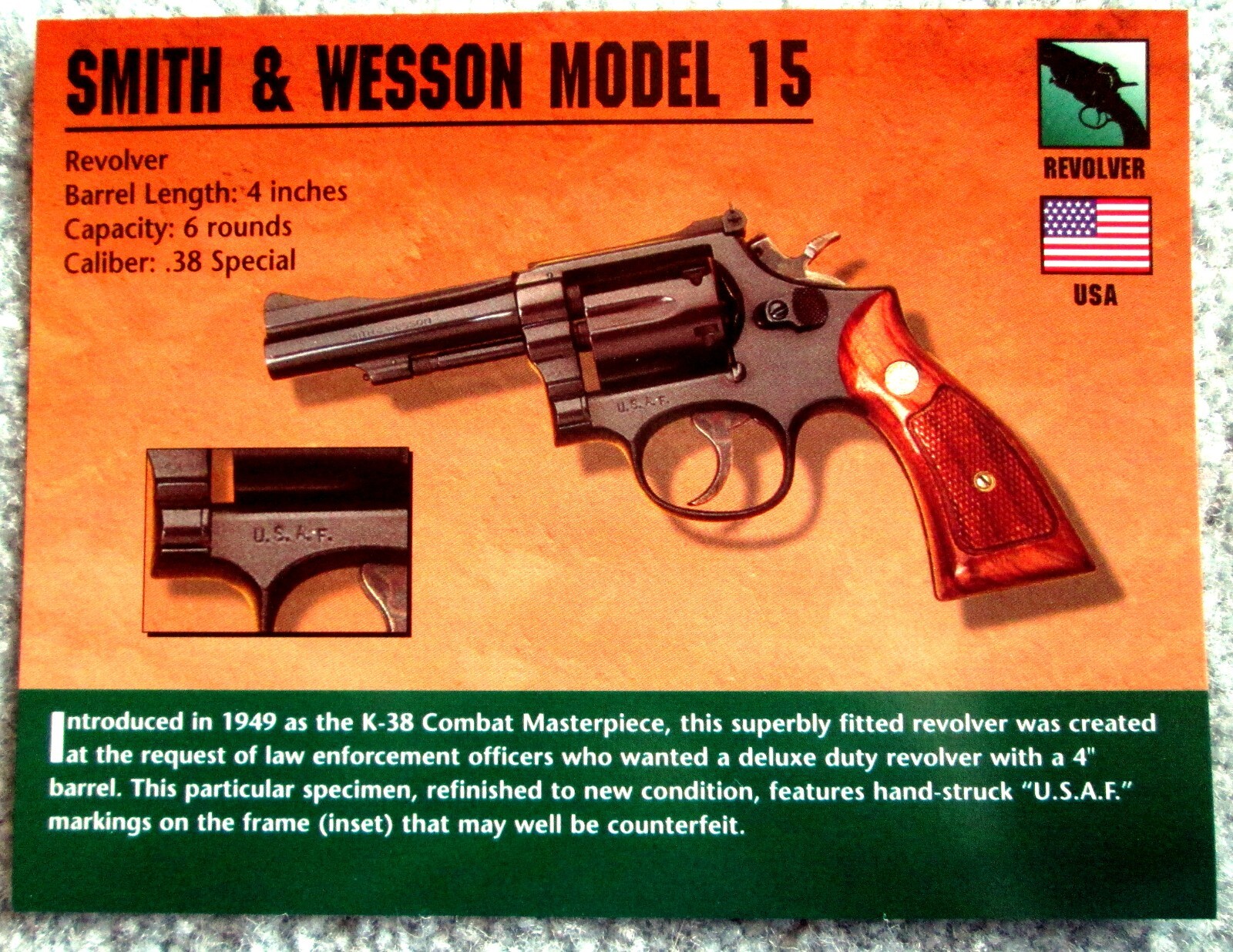 Smith & Wesson Model 15 Revolver Classic Firearms Photo Card u | eBay