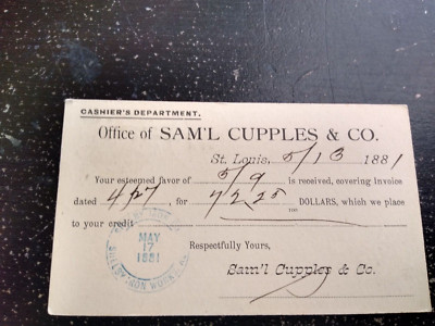 1881 Sam'l Cupples And Co St. Louis MO Advertising Postcard | eBay