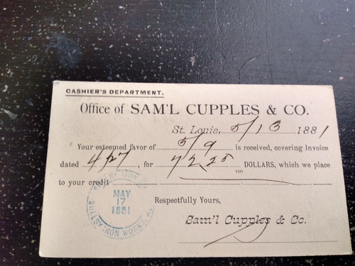 1881 Sam'l Cupples And Co St. Louis MO Advertising Postcard | eBay