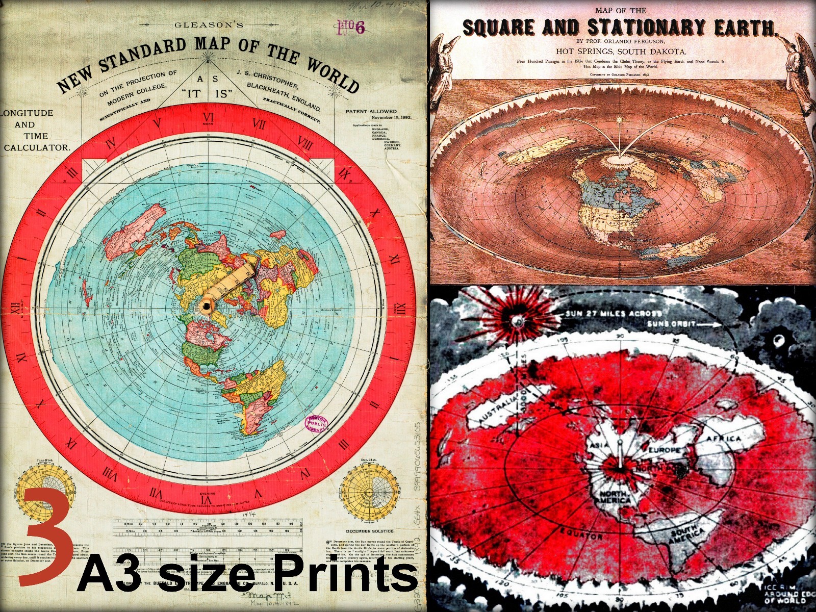 Flat Earth Maps: GLEASON'S WORLD MAP + SQUARE & STATIONARY EARTH ...