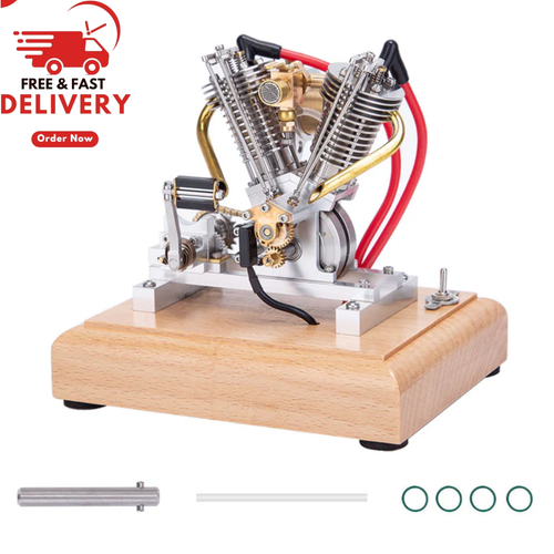 Mini Retro Motorcycle Engine Model With Pedal Start 4.2CC OHV V Twin 4 ...