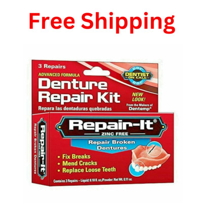 Repair-It Acrylic Denture Repair Kit Advanced Formula Zinc Free - 3ct ...