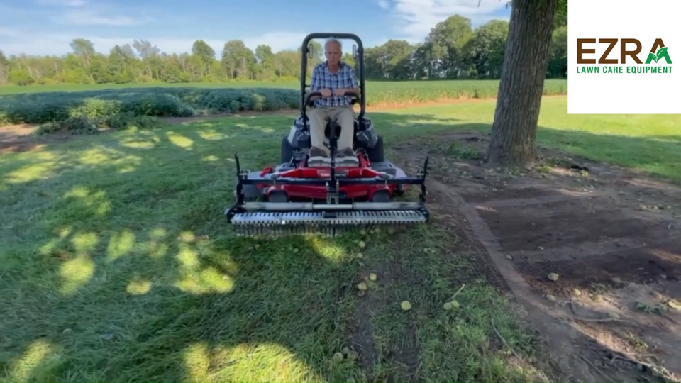 Swinging Tool Bar and Rake Ezra Lawn Care Equipment mounts on a zero ...