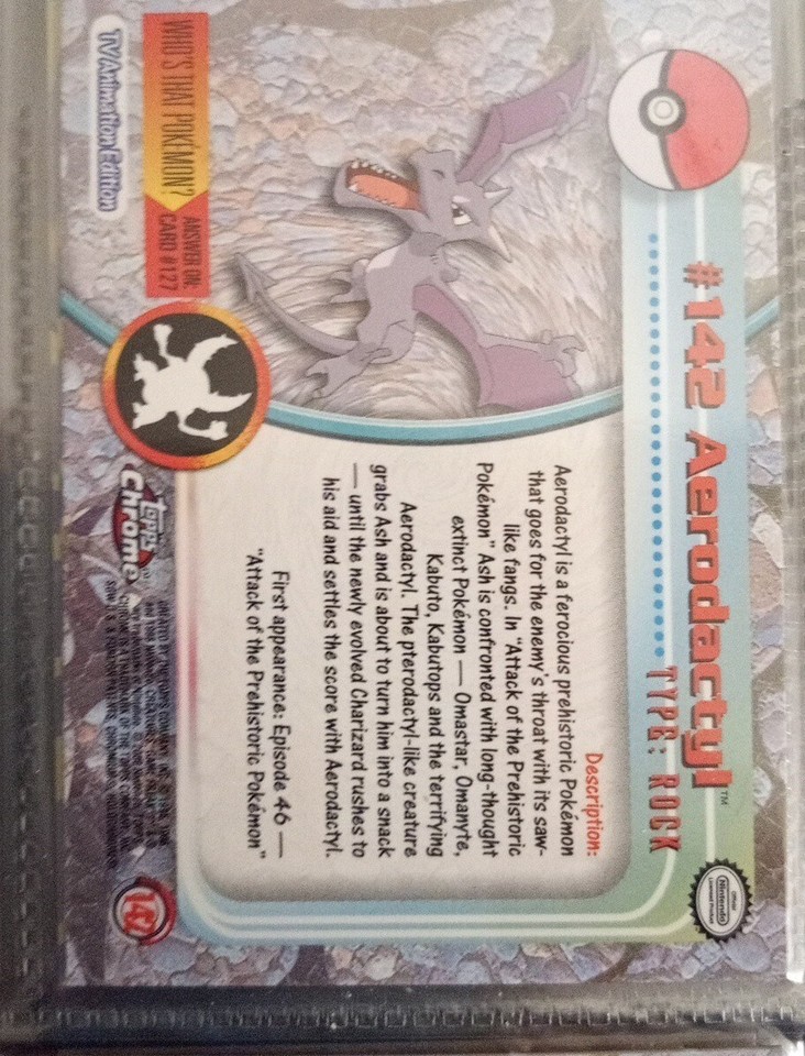 2000 Topps Chrome Pokemon Card T.V. Series 2 Aerodactyl #142 Holo Foil ...
