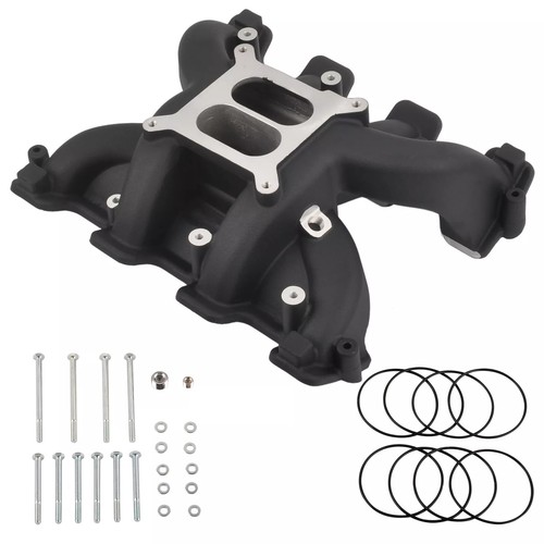 Aluminum Dual Plane Carb Intake Manifold Black for GM LS1 LS2 5.3L 6.0L ...