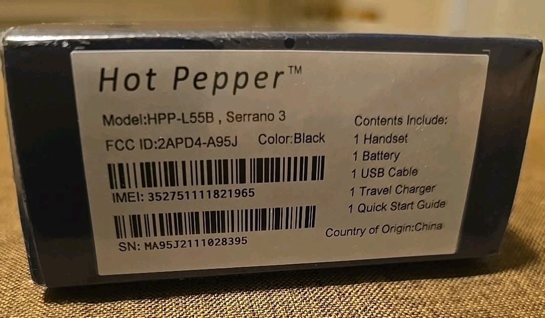 Sealed Serrano 3 Hot Pepper Android Smart Phone Model: HPP-L55B 5mp ...