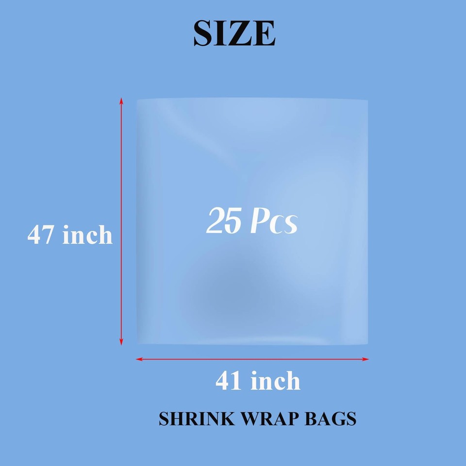 25 Pcs Shrink Wrap Bags 41X47 for Baskets Clear PVC Heat Shrink Bags ...