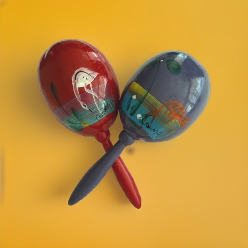 Maracas Mexican Hand Painted Wood Musical Instrument Shaker Rattle | eBay