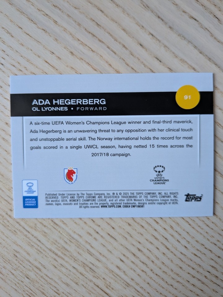 2024-25 Topps Chrome UWCL Ada Hegerberg Lyon Base Card | eBay UK