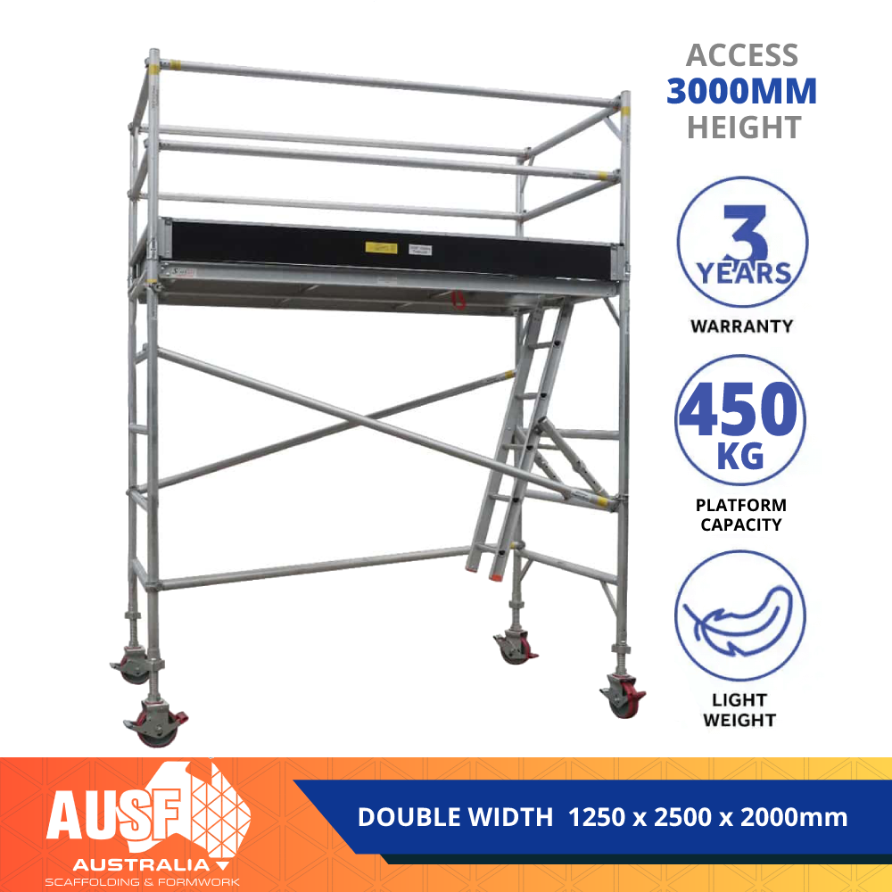 3M Mobile Scaffold Full Set - Double Bay 450kg - Portable - 2M Platform ...