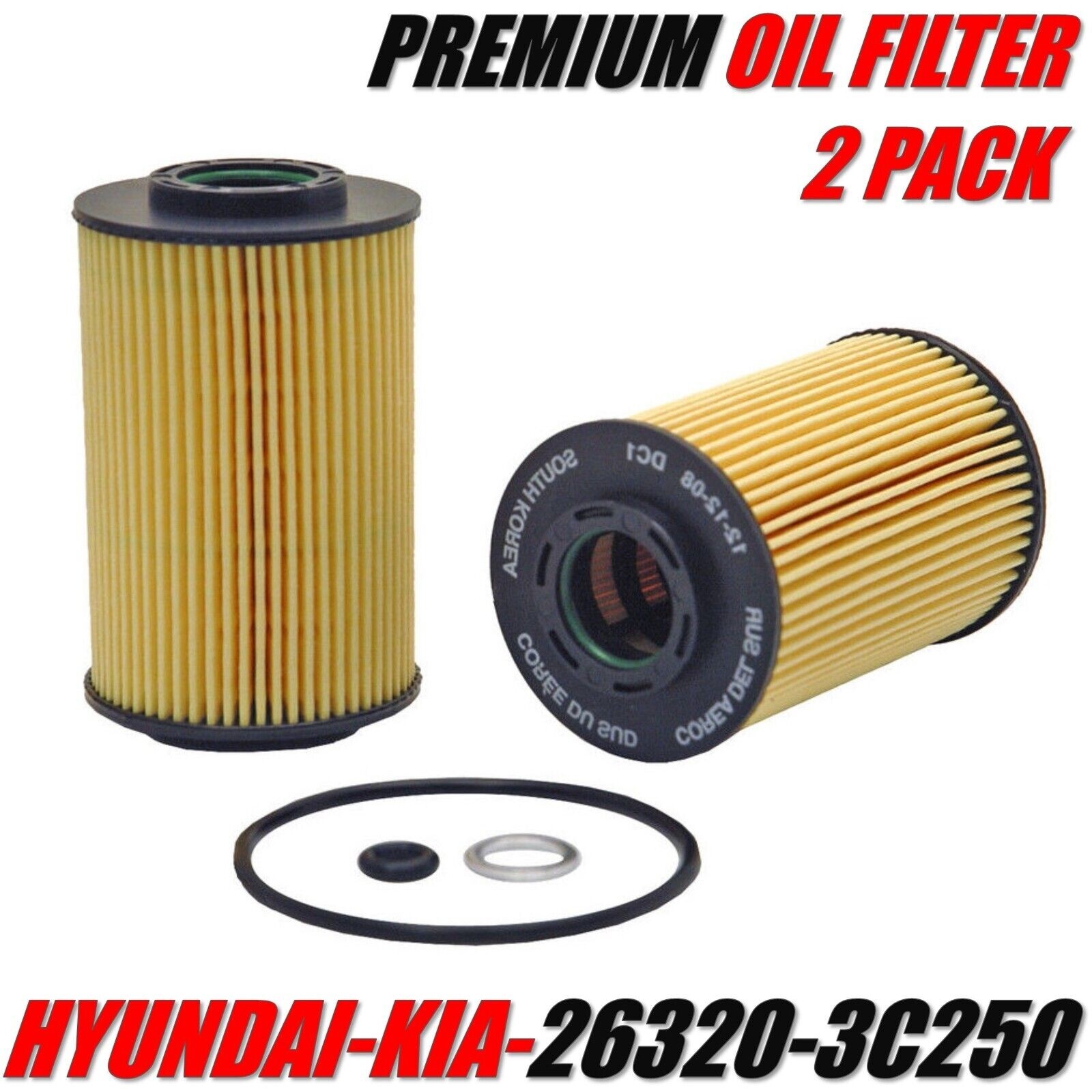 2 Engine Oil Filter HYUNDAI / KIA Fits Equus Genesis Borrego Sedona ...