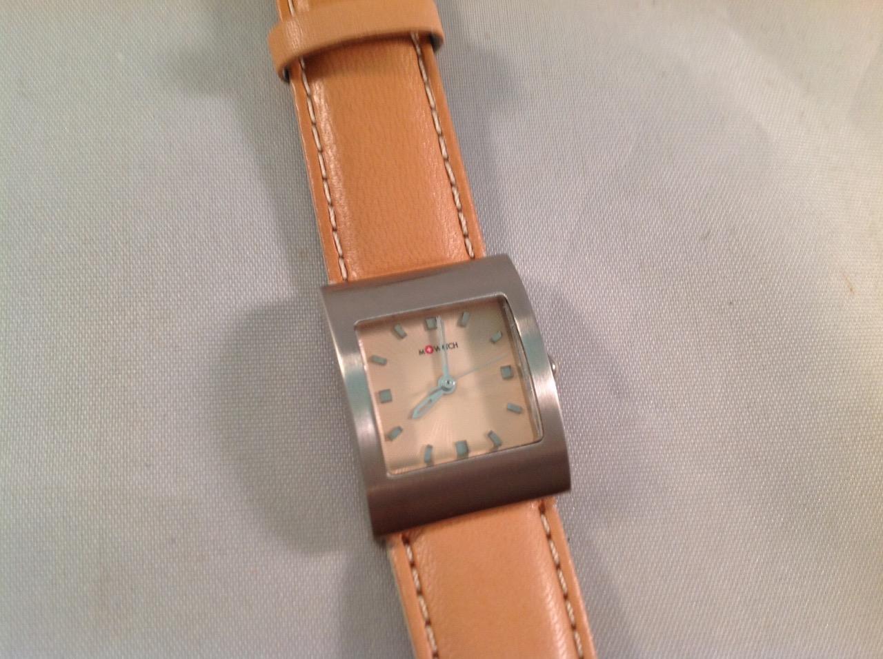 M-Watch Swiss stainless steel Tan Leather Band Watch NWT | eBay