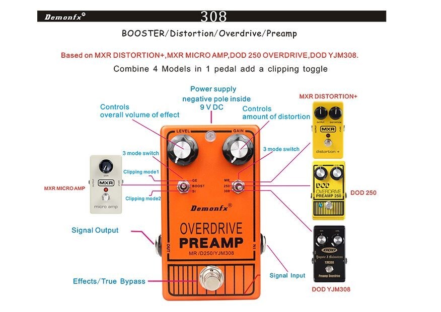 Demonfx YJM308 Multi Toggle Overdrive Preamp Just arrived Fast US Ship ...