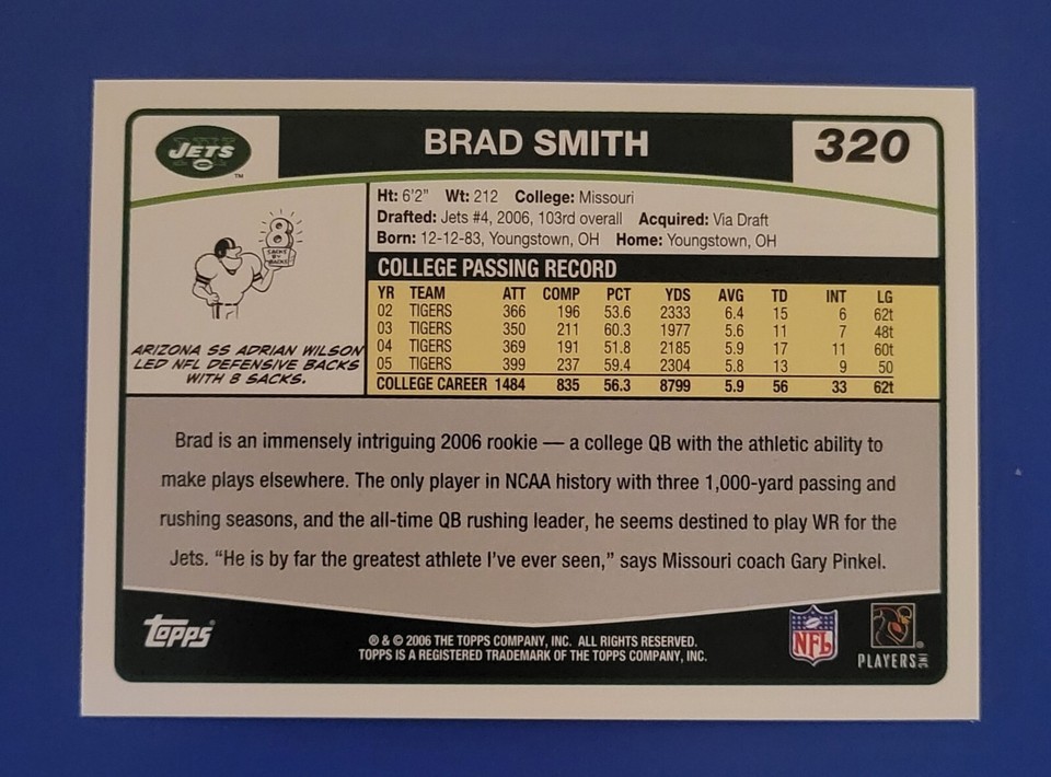 2006 Topps #320 Brad Smith RC Rookie Card | eBay