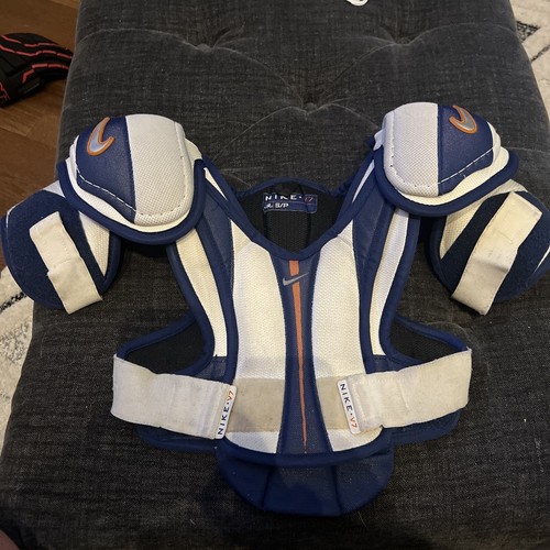 NIKE V7 YOUTH ICE HOCKEY SHOULDER PADS SIZE Small White Blue Orange | eBay
