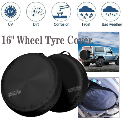 2x 16" inch Black Spare Tire Cover Wheel&Tyre Protector For Caravan RV ...