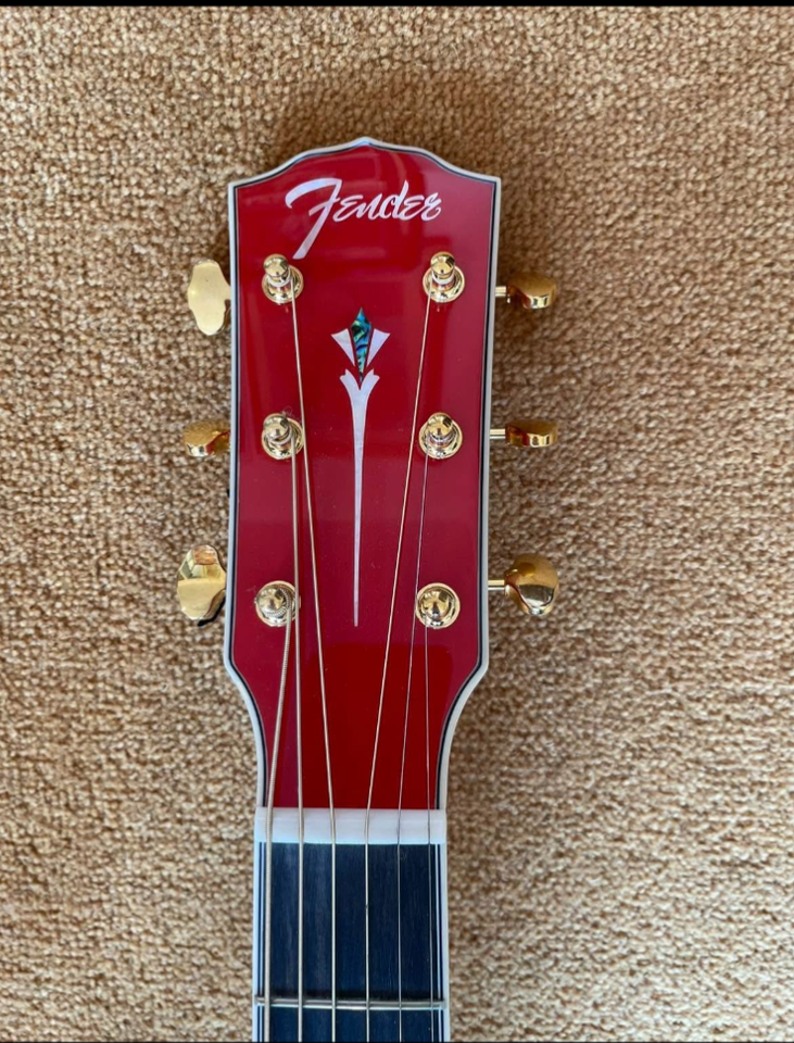 Fender Acoustic Guitar PM-1E Limited Edition Red with case | eBay UK