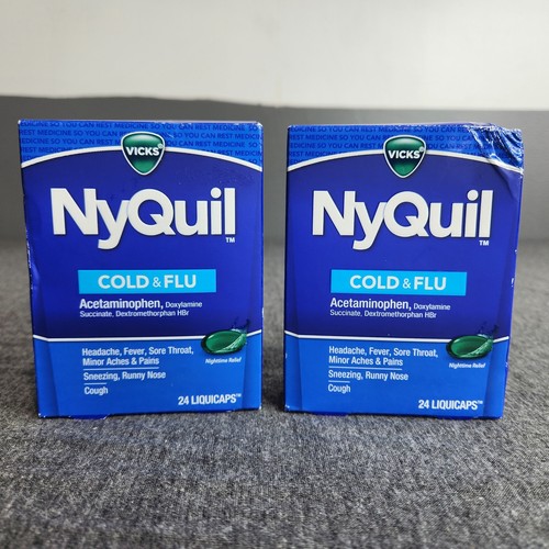 Vicks NyQuil Cold & Flu Acetaminophen 24 Liquicaps LOT of 2 | eBay