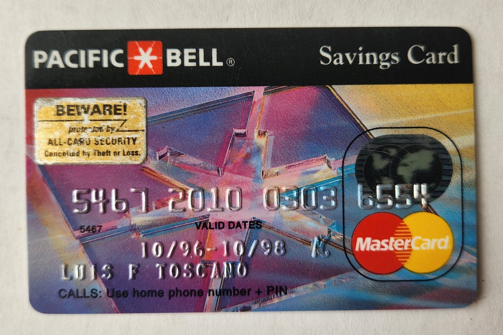 Household Bank - Pacific Bell Savings Card. Used Expired MasterCard ...