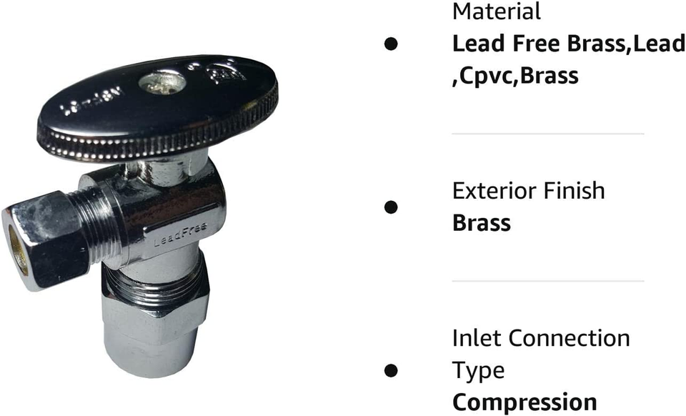 10 Pieces 3/8" OD Compression X 1/2" CPVC Angle Valve, Brass ...