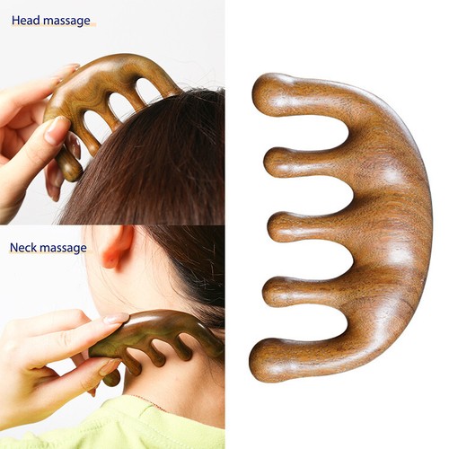 Wide Teeth Hair Comb Wooden Massage Comb Meridian Body MassageTool Head ...