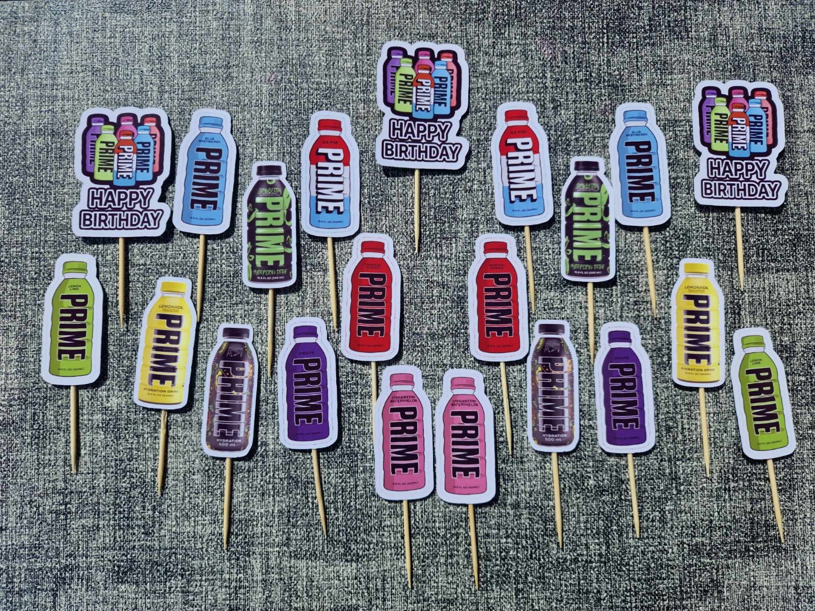 Prime Drinks Cupcake Toppers x 21 Cake Toppers Prime Birthday ...