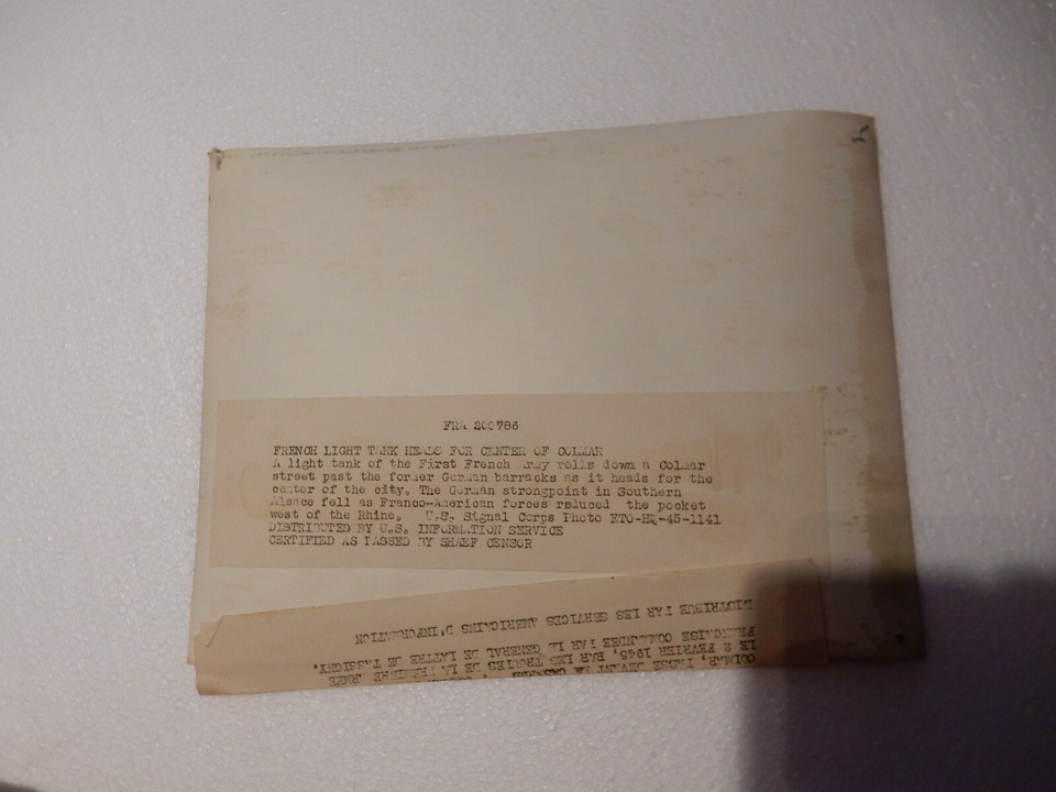 COLMAR 1945 PRESS PHOTO TANK "LIBERATORS ! WW2 FRANCE | eBay