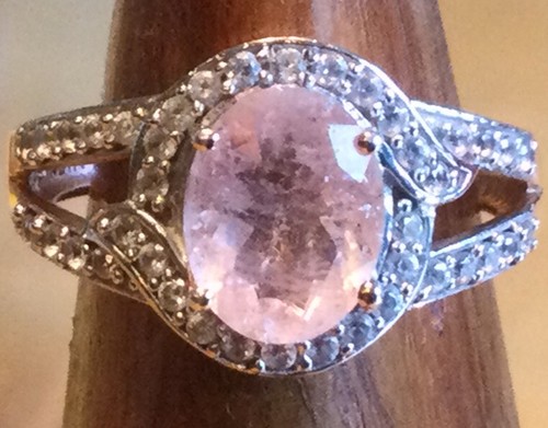 NATURAL MORGANITE DINNER RING IN VERMEIL (gold over sterling silver ...