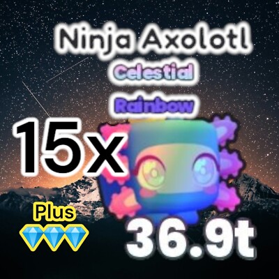 Pet Simulator 99. 15x Rainbow Ninja Axolotl + 3M Diamonds. PS99. Same ...