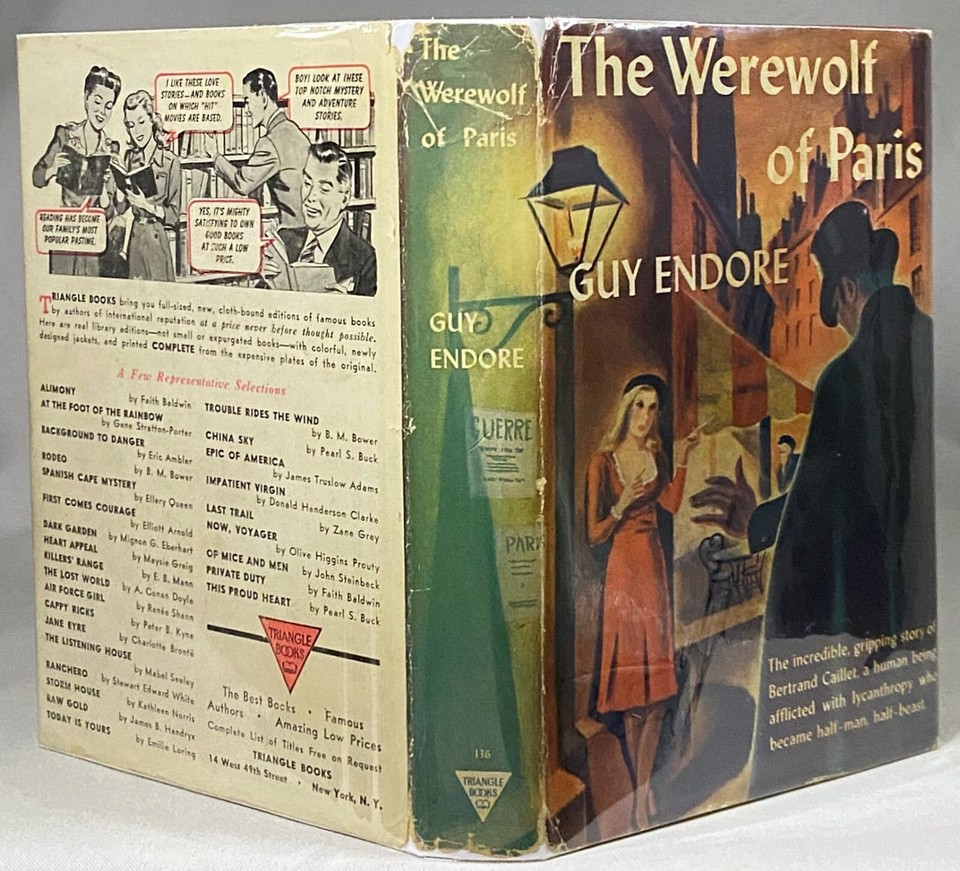 1943 THE WEREWOLF OF PARIS Vintage Horror Book ORIGINAL DUST JACKET Guy ...