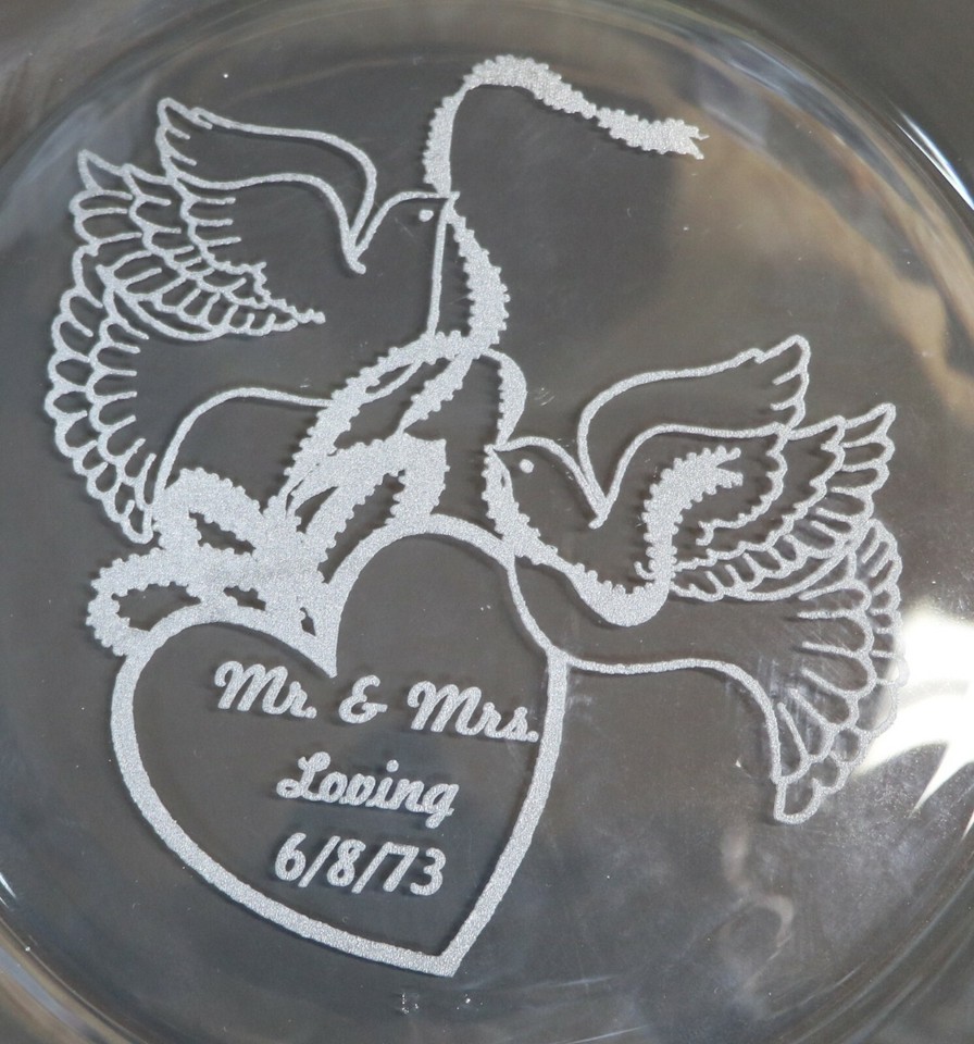 PERSONALIZED CLEAR GLASS DINNER PLATE WEDDING or ANNIVERSARY LASER ...